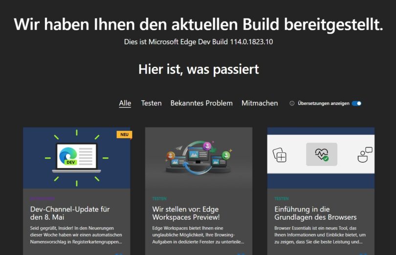 Microsoft Edge 114.0.1823.10 im Dev-Kanal erschienen - Deskmodder.de