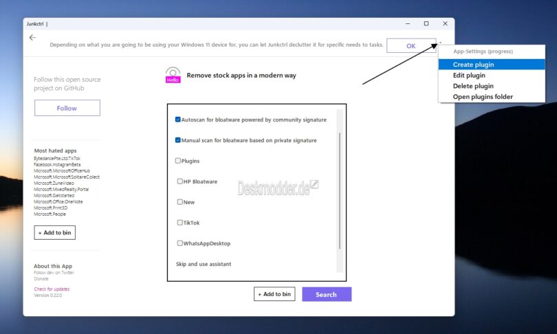 Windows 11 Apps löschen - JunkCtrl kann helfen und bald auch mehr [Update] - Deskmodder.de