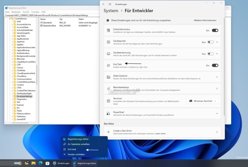 Windows 11 Task beenden wird direkt ins Kontextmenü der Taskleiste ...
