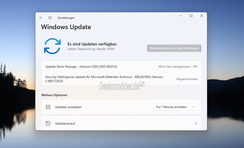 Windows 11 Update Stack Package 1201.2305.10021.0 und 1023.508.1122.0 ...
