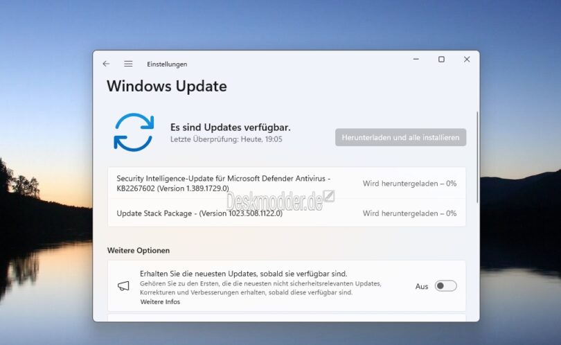 Windows 11 Update Stack Package 1201.2305.10021.0 und 1023.508.1122.0 ...