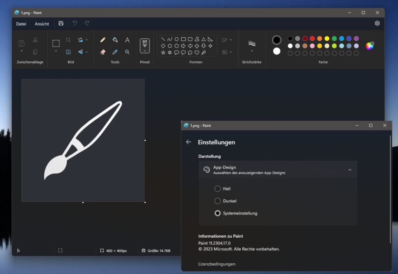 Paint unter Windows 11 jetzt endlich auch im dunklen Modus [2. Update ...