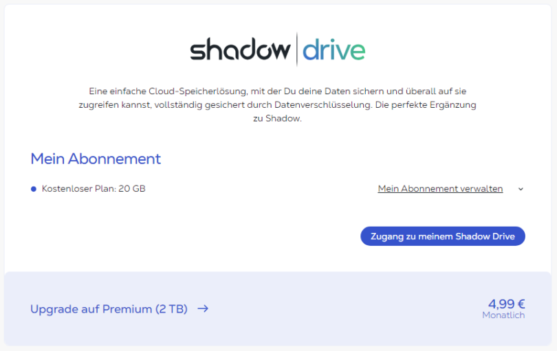 Preissenkung: Shadow Drive Premium ab sofort günstiger - Deskmodder.de