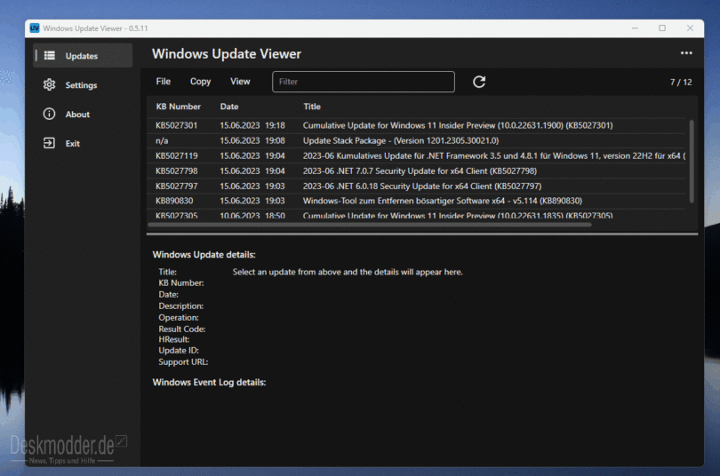 Windows Update Viewer - Small tool for the details, links and logs of ...