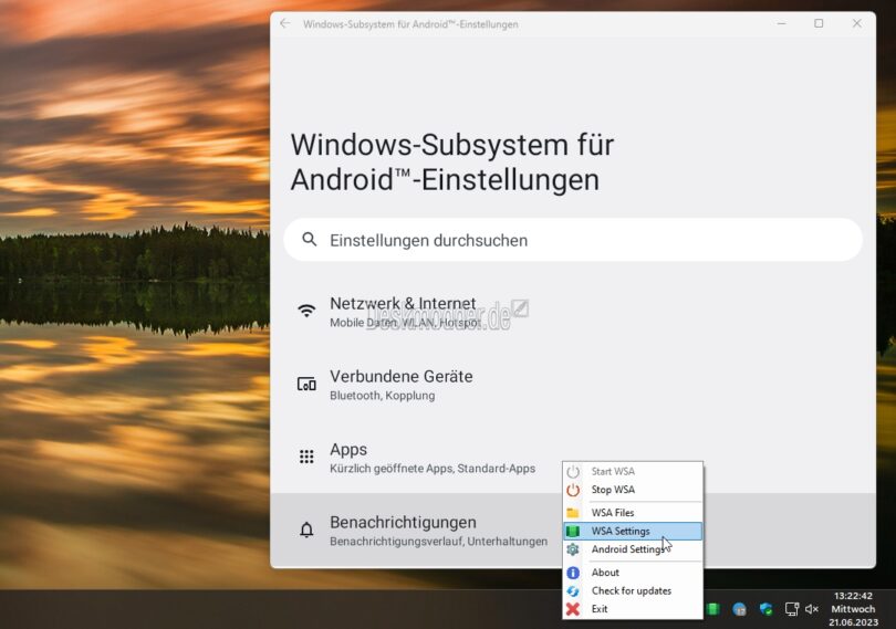 WSA System Control - "Windows Subsystem for Android" über das Systray steuern jetzt auch im ...