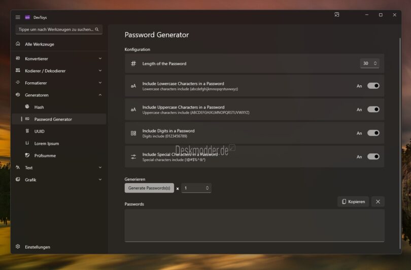 DevToys 1.0.13.0 jetzt mit Passwortgenerator und vielen Verbesserungen - Deskmodder.de