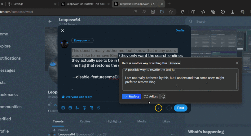 Microsoft Edge: Texte mit der Bing KI umschreiben oder erweitern lassen ...