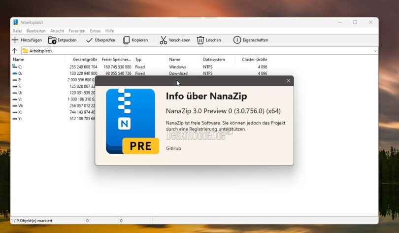 NanaZip 3.0 mit neu geschriebener Core Library und viel mehr als ...