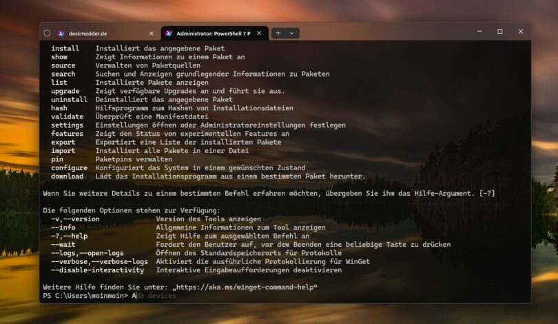 Winget 1.7.2711 (Windows Package Manager) als neue Preview [Update]: 1. ...