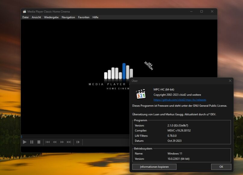 Media Player Classic (MPC-HC) 2.1.0 mit OpenSubtitles neuen Rechtsklick ...
