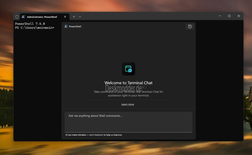 Windows Terminal Canary 1.20.3202.0 mit Terminal Chat - Deskmodder.de