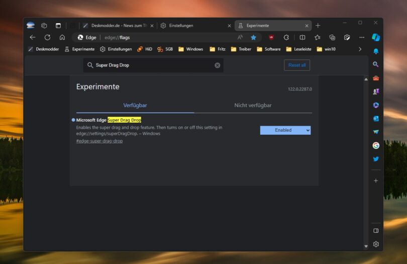 Microsoft Edge Super Drag and Drop öffnet Links schnell in einem neuen Tab und mehr - Deskmodder.de