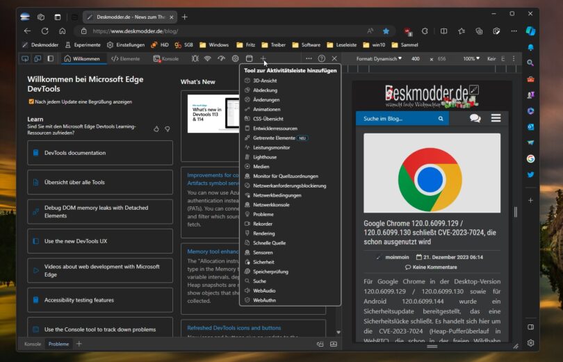 Umbau der Edge DevTools abgeschlossen - Deskmodder.de