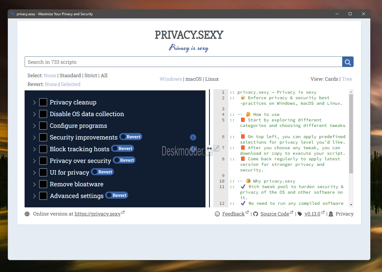privacy.sexy 0.13.0 jetzt mit Button für die schnelle Rückgängigmachung ...