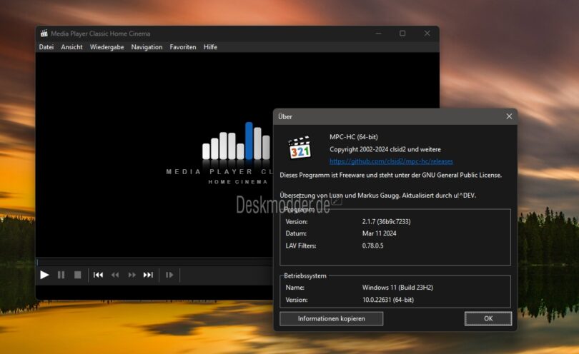Media Player Classic (MPC-HC) 2.1.7 mit neuer Funktion für die ...