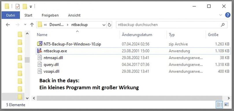 ntbackup: Datei-Restore aus alten bkf-Dateien auf aktuellem Windows ...