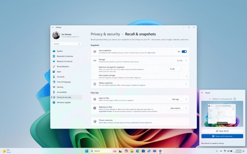Recall und Snapshots die Einstellungen unter Windows 11 - Deskmodder.de