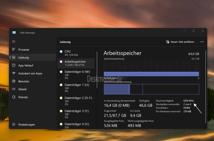 Windows 11 Task-Manager mit MT/s statt MHz Anzeige wird von Microsoft ...