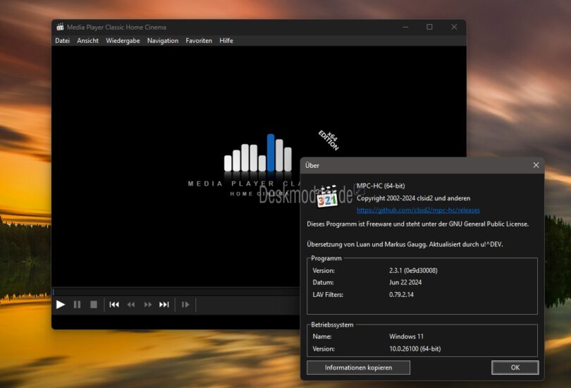 Media Player Classic (MPC-HC) 2.3.1 als neue finale Version - Deskmodder.de
