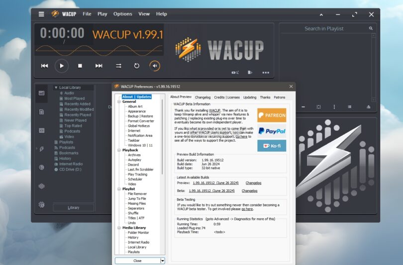 Winamp (WACUP) 1.99.15.19320 released as public preview - GAMINGDEPUTY