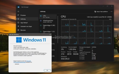 Windows 11 24H2 Task-Manager im dunklen Modus mit falschen Farben ...