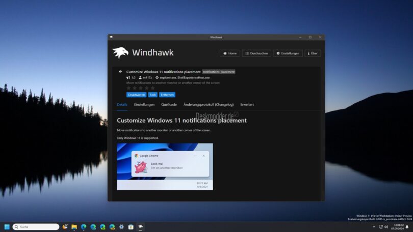 Windhawk - Windows 11 Benachrichtigungen auf einem anderen Monitor oder ...
