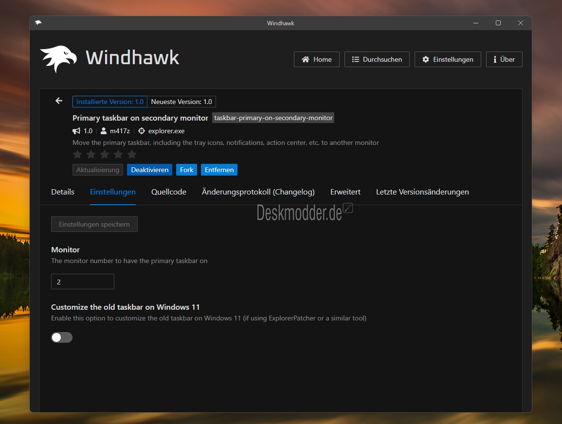 Windows 11 Taskleiste mit Systray auf dem sekundären Bildschirm ...