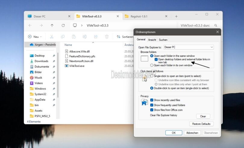 Windows 11 Ordner in neuem Tab im offenen Datei Explorer öffnen kommt ...