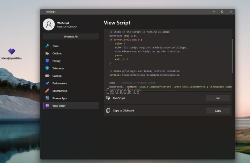 Mit WinScript Windows 11 aufräumen und einrichten [2. Update] - Deskmodder.de