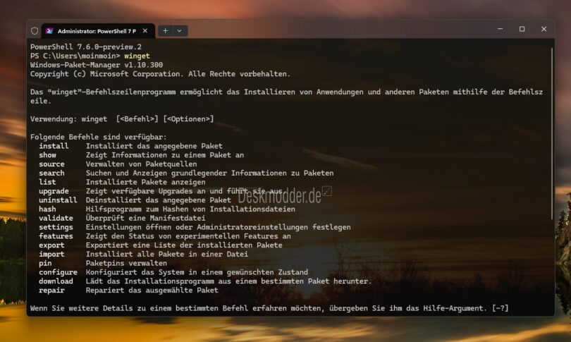 WinGet (Windows Package Manager) 1.10.300 als RC2 - Deskmodder.de