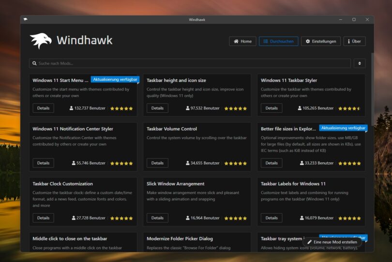 Windhawk 1.6 unterstützt jetzt auch ARM64 und weitere Verbesserungen ...