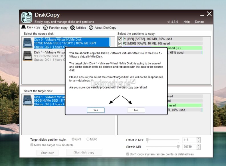 DiskCopy: Festplatten (SSDs) klonen, kopieren, reparieren, MBR-GPT ...