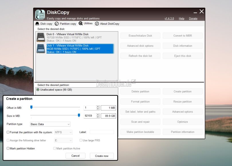 DiskCopy: Festplatten (SSDs) klonen, kopieren, reparieren, MBR-GPT ...