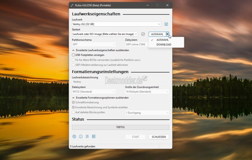 Rufus 4.8 Final wechselt zu wimlib für schnelleres Arbeiten und mehr ...