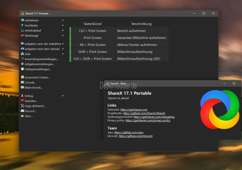 ShareX 17.1.0 jetzt auch mit Werkzeug für Metadaten und mehr - Deskmodder.de