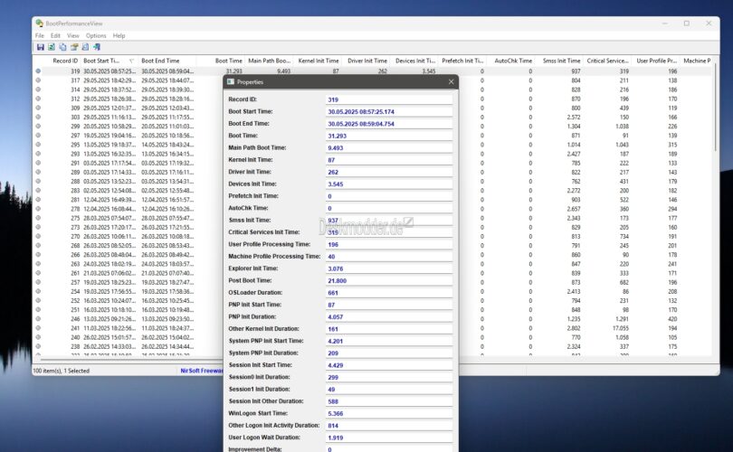 Informationen zum Herunterfahren und Starten von Windows mit ShutdownPerformanceView und ...