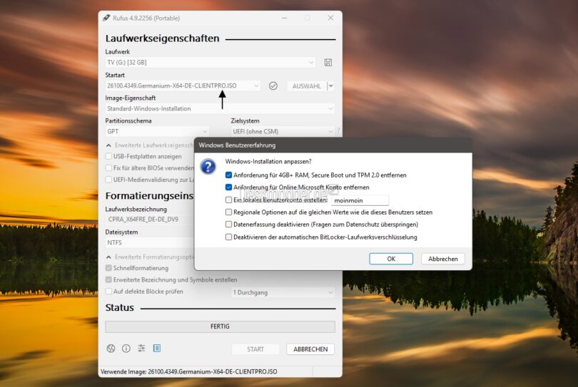 Rufus 4.9 Final als Bugfix-Version korrigiert fehlendes Pop-up bei ...