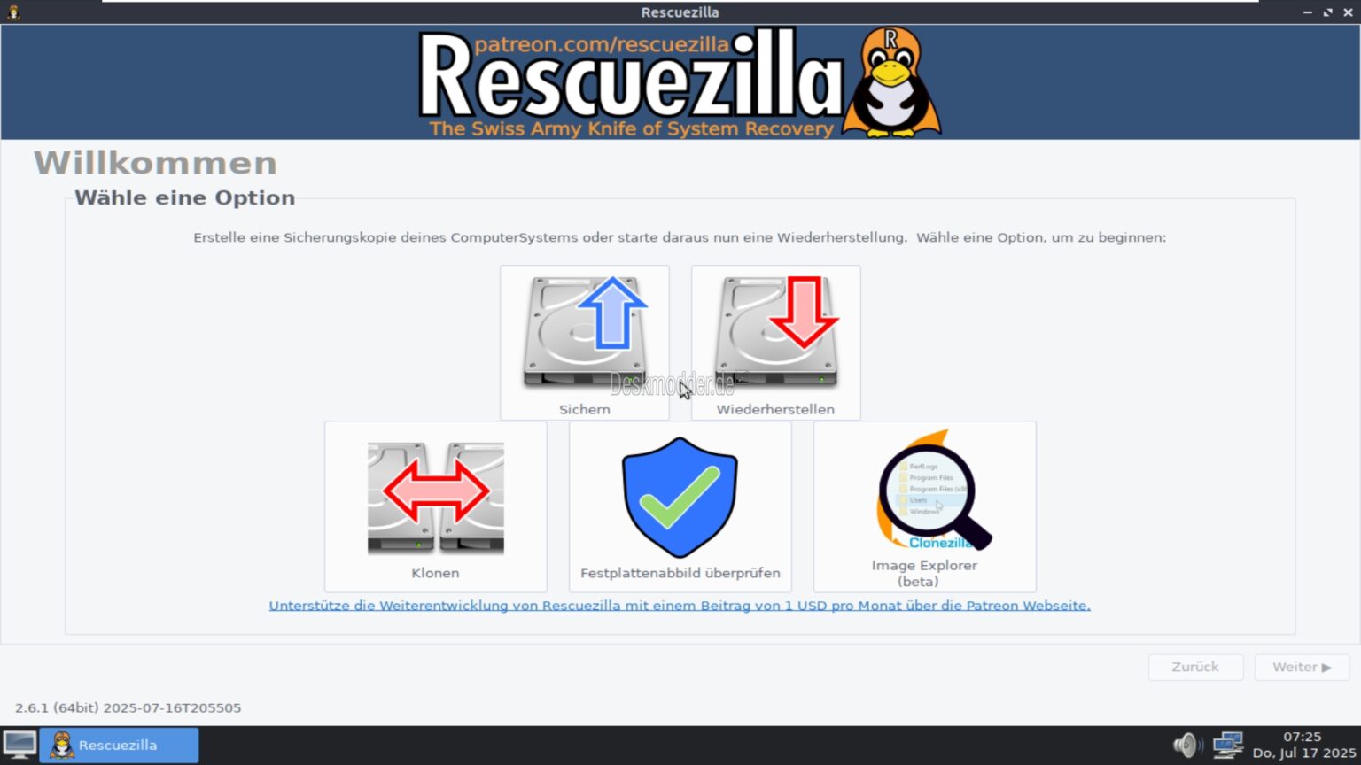 Rescuezilla Backup-Tool mit einem neuen Update und Plucky als neue ISO ...