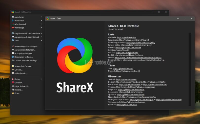 ShareX 18.0 kann ausprobiert werden, Windows 7 wird nicht mehr unterstützt und weitere ...