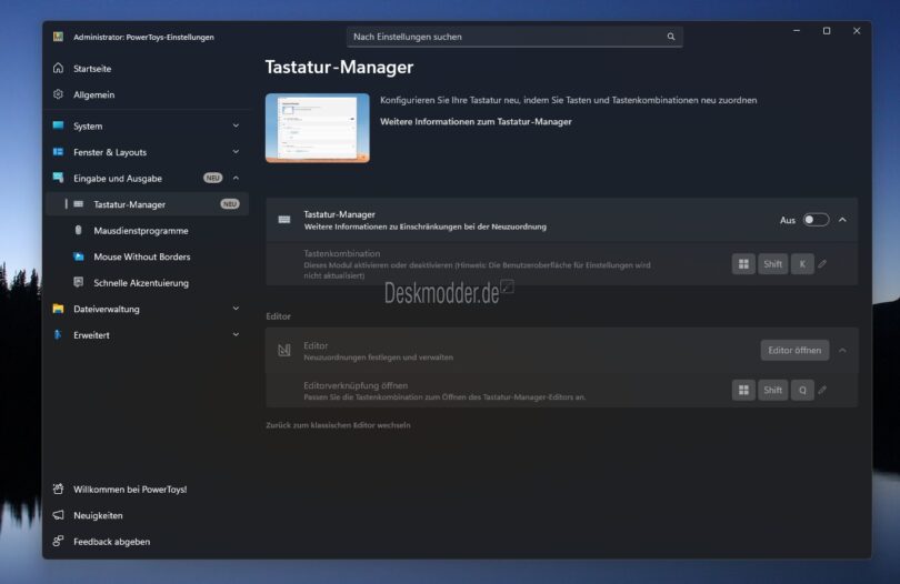 PowerToys 0.98.0 mit überarbeitetem Keyboard Manager, Command Palette ...