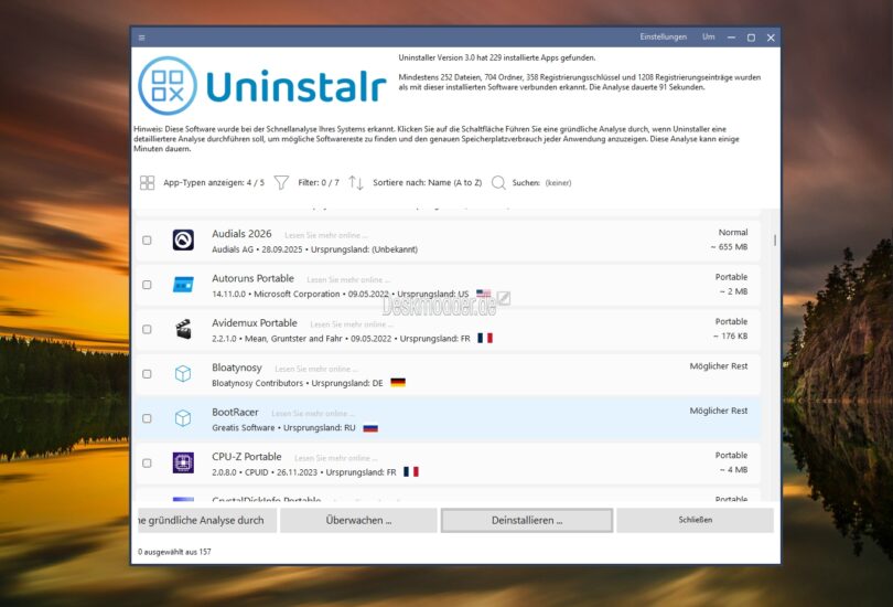 Uninstalr 3.0 mit weiteren Verbesserungen und neuen Funktionen ...