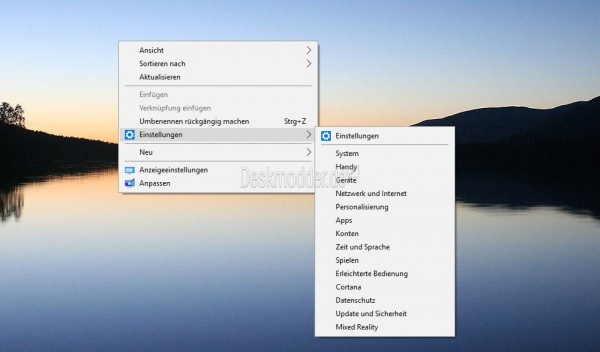 Einstellungen in das Kontextmenü hinzufügen entfernen Windows 10 ...
