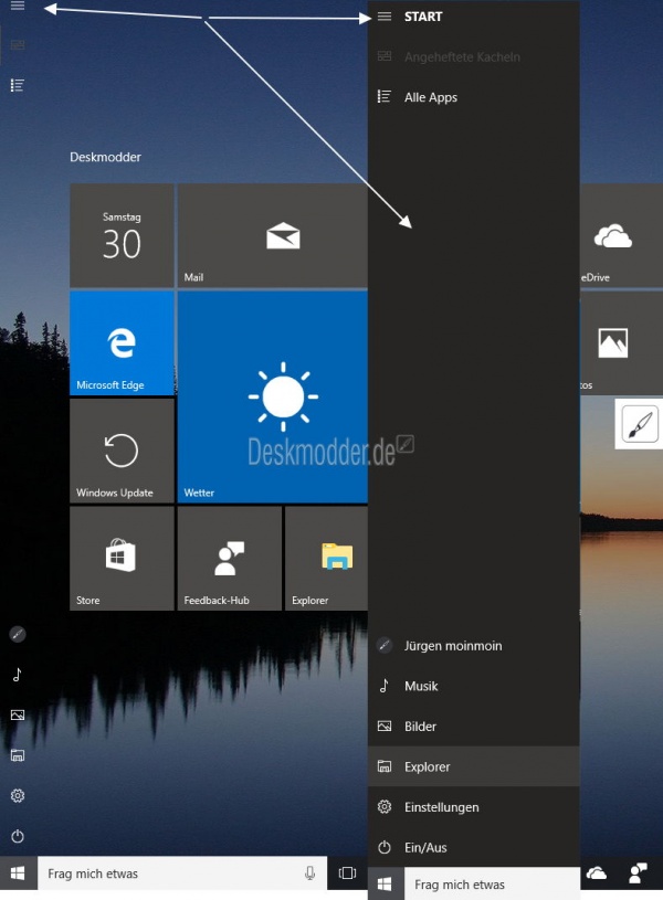 Wo ist der Startbildschirm in Windows 10 Deskmodder Wiki