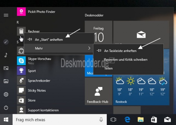 Apps an den Desktop oder Taskleiste heften Windows 10 Deskmodder Wiki Apps an den Desktop oder Taskleiste heften Windows 10 Deskmodder Wiki