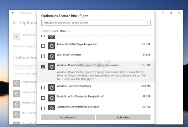 Windows PowerShell ISE installieren oder deinstallieren Windows 10 ...