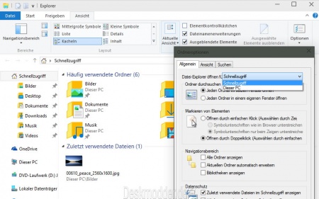 Datei Explorer mit Dieser PC anstatt Schnellzugriff starten Windows 10 ...