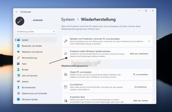 Windows 11 Inplace Upgrade Reparatur oder Feature Update Deskmodder Wiki