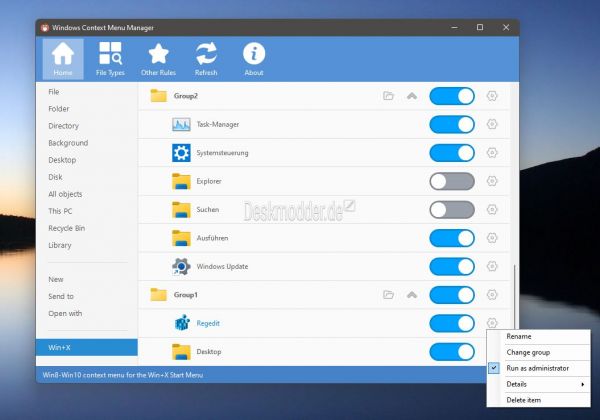 Win + X Menü Einträge hinzufügen Windows 11 Deskmodder Wiki