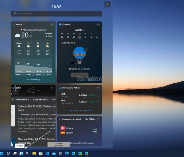 Windows 11 Widgets einrichten auswählen Deskmodder Wiki
