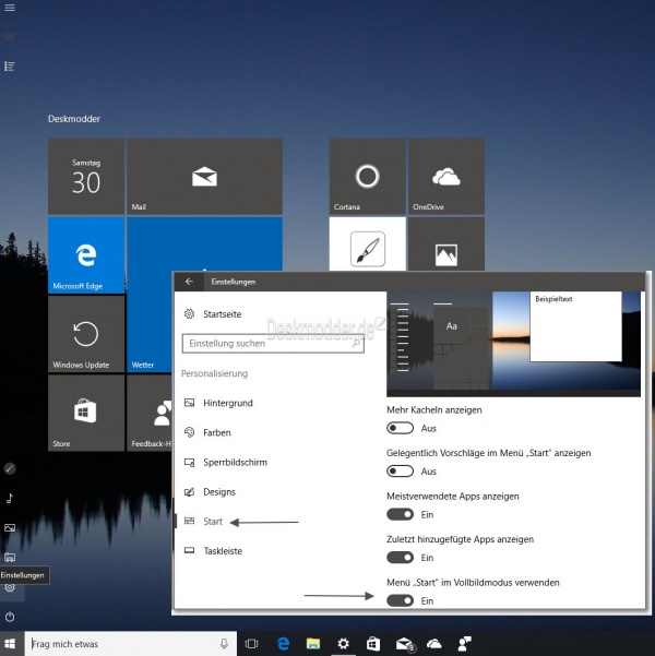 Wo ist der Startbildschirm in Windows 10 Deskmodder Wiki
